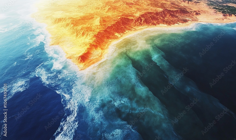 Heatmap of a coastal region, showing temperature variations in the ...