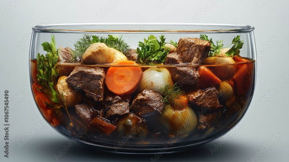 Hearty Beef Bourguignon Stew Display, inviting cross-section showcasing ...
