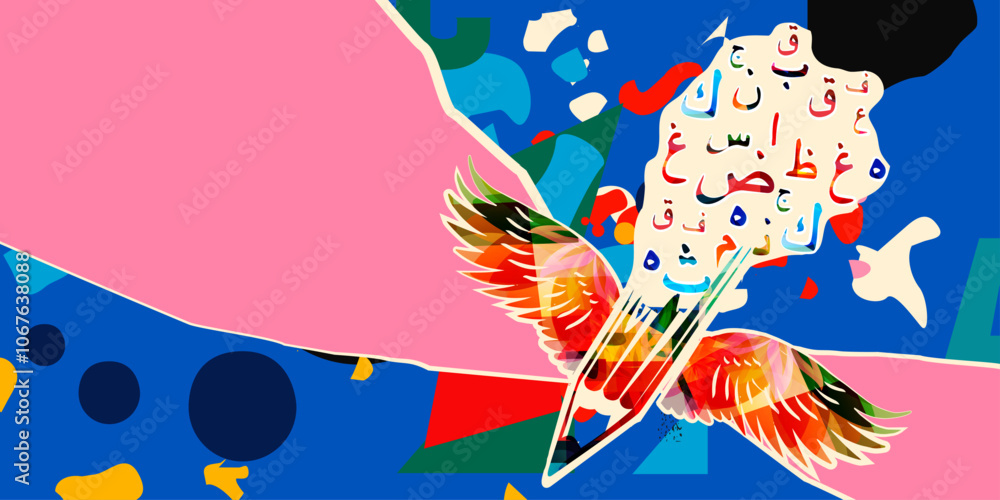 Arabic Islamic calligraphy symbols vector illustration. Colorful Arabic ...