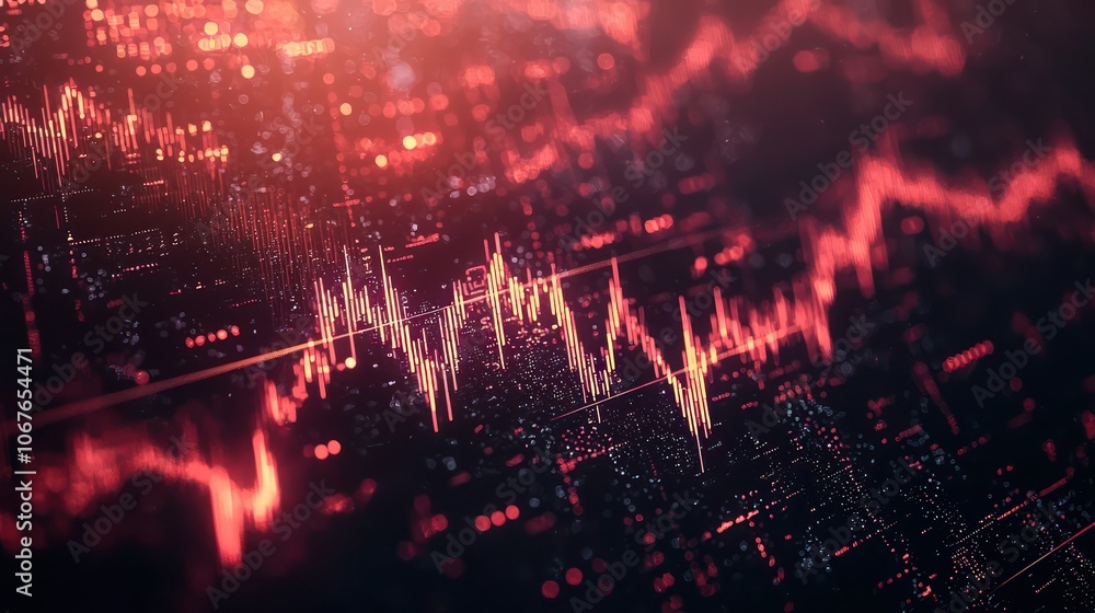 Glowing forex chart texture on a dark background, illustrating market ...