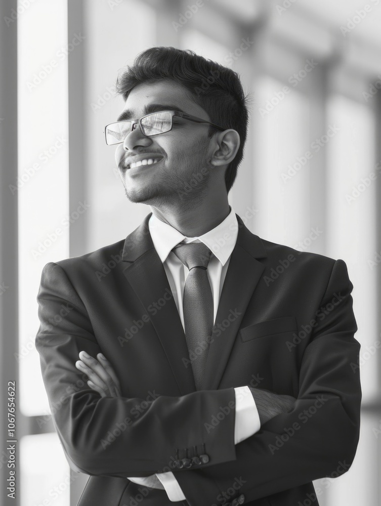 The man is dressed in a smart suit and tie with a wide smile on his ...