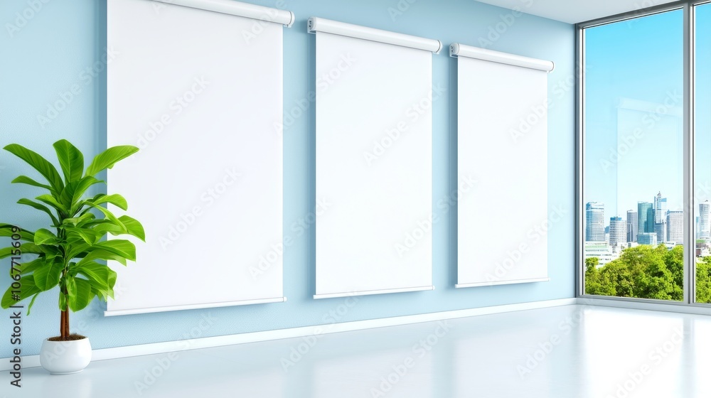 Modern smart office with IoT-controlled window shades that ...