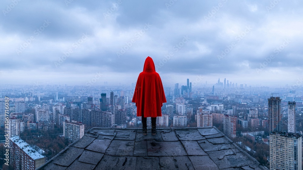 She wears a super person red cape as she guards the city as a young ...