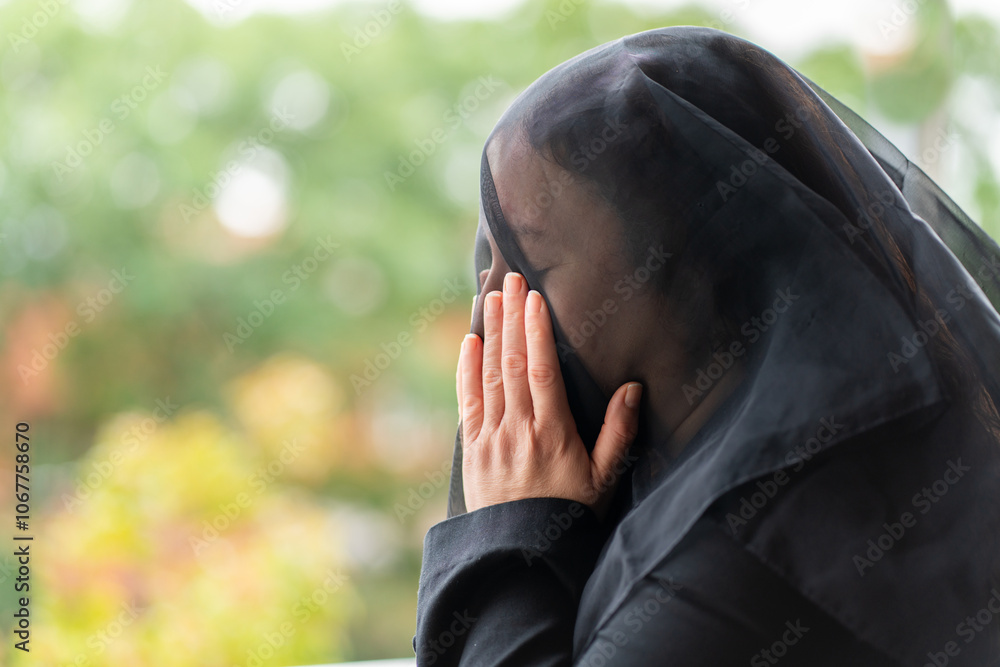 Death, funeral and mourning grief or sorrow over a loss during a ...