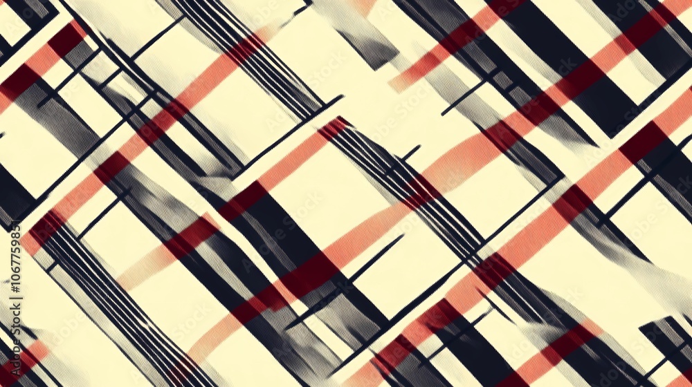 Stylish English checkered fabric pattern with black, white, and red ...