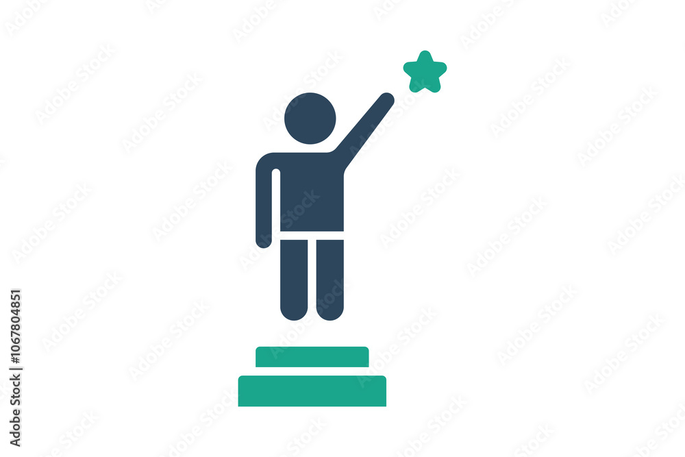 Ambition icon. solid icon style. person with podium and star. icon ...