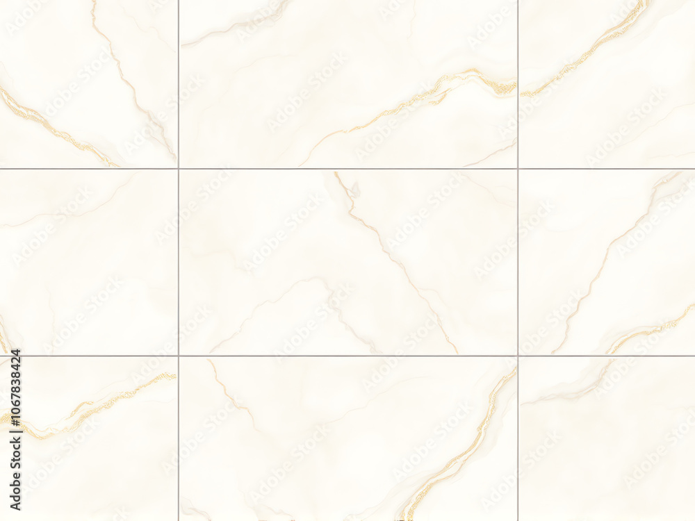 Light-colored marble tiles with subtle veining arranged in a grid ...