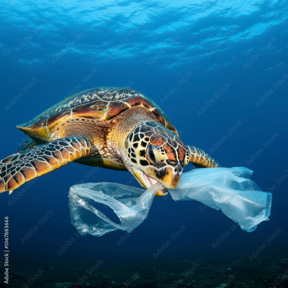 Sea Turtle eats plastic bag, plastic pollution in ocean problem ...