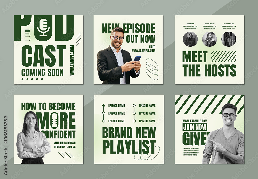 Modern Podcast Social Media Post Layout Template Stock Template | Adobe ...