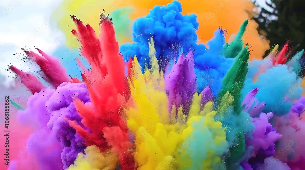 Colored Powder Explosion in the Background - a vibrant and exciting ...