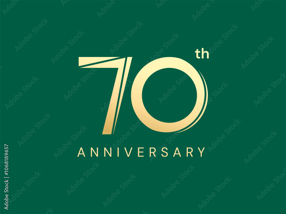 70th Anniversary luxury gold celebration with lines Overlapping in ...