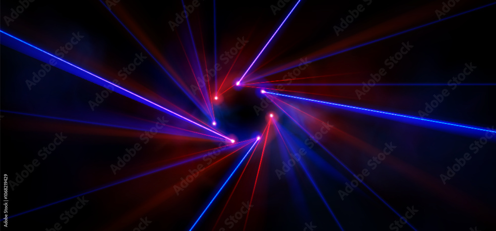 Red and blue laser light for concert background. Dance party event with ...