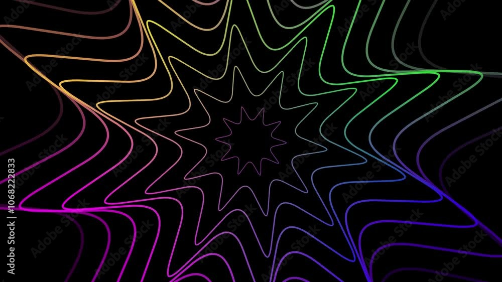 A 60-second seamless loop of a vibrant, psychedelic web pattern ...