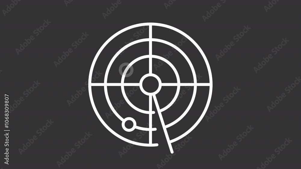 Animated radar white icon. Tracking objects line animation. Radar map ...