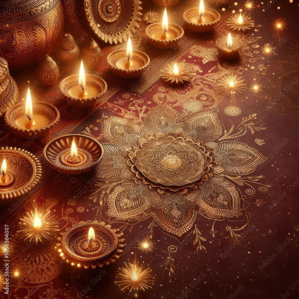 Traditional Diwali celebration background with a textured maroon ...