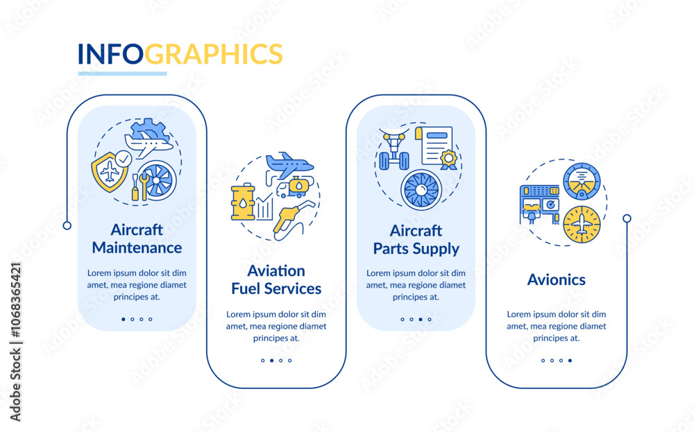 Aviation management services rectangle infographic vector. Aircraft ...