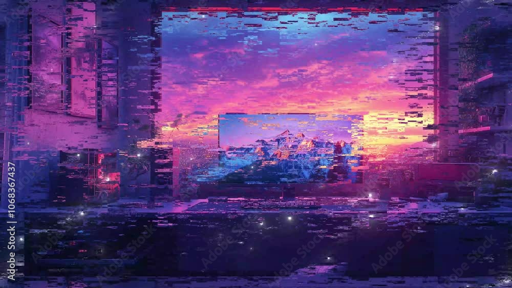 A cozy streamer’s room with a scenic sunset view and modern decor ...