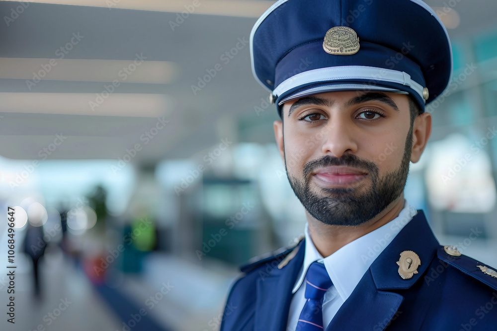 Generative AI portrait of professional airline crew worker steward ...