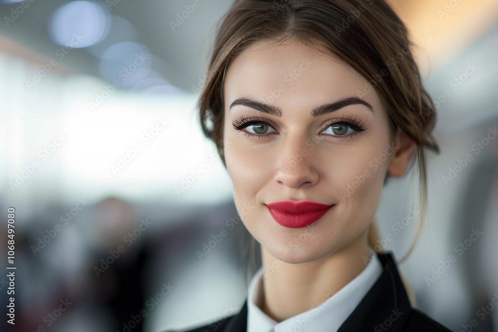 Generative AI portrait of professional airline crew worker steward ...