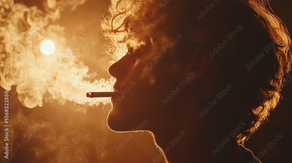 Ensnared in Smoke: A Portrait of Addiction and Isolation.Concept of ...