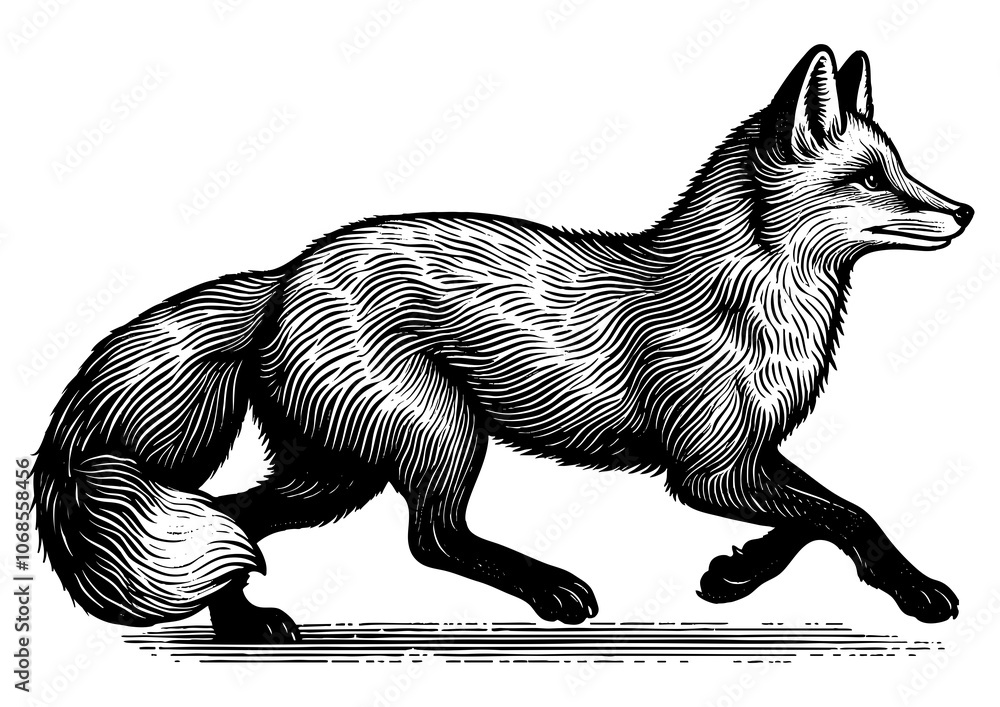 fox in motion, capturing the grace and agility of the animal in a ...