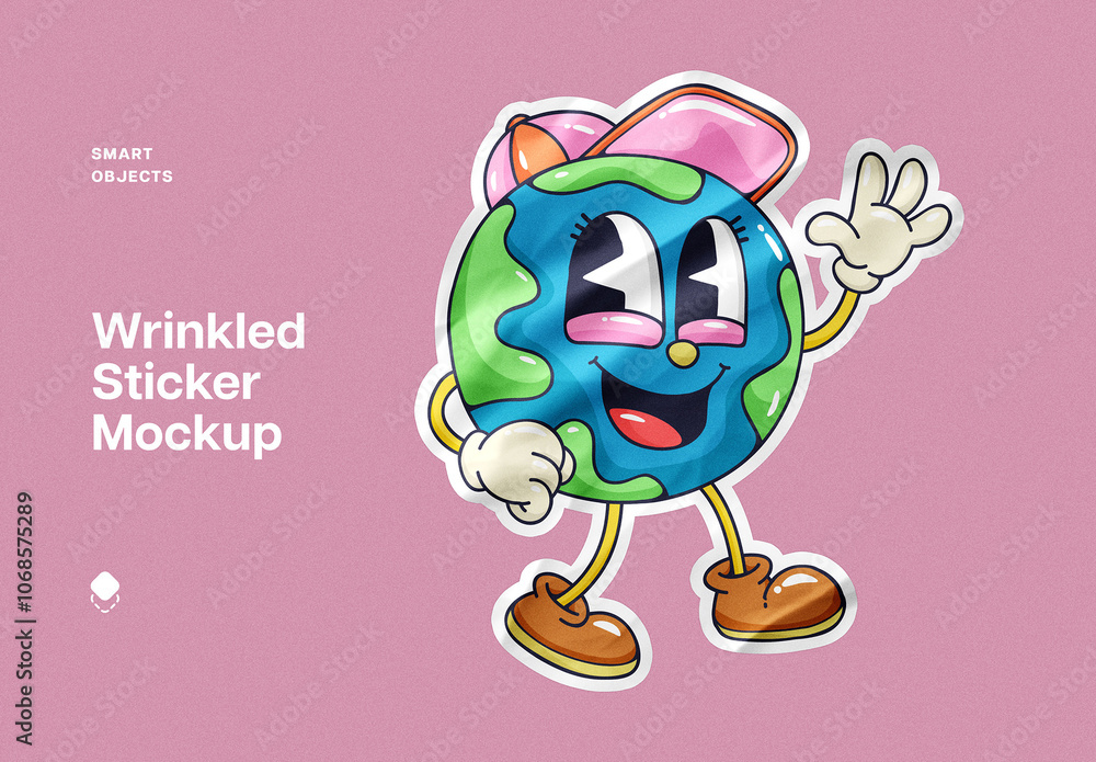 Modelo de Wrinkled Vinyl Sticker Mockup do Stock | Adobe Stock