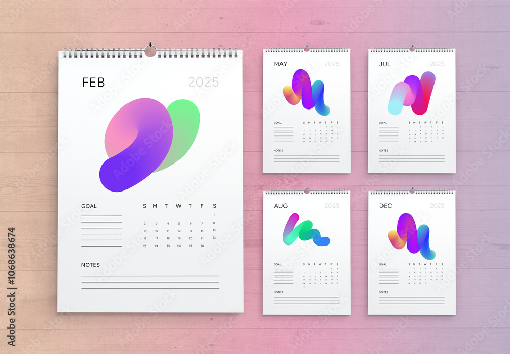 Minimal 2025 Calendar Layout Stock Template | Adobe Stock
