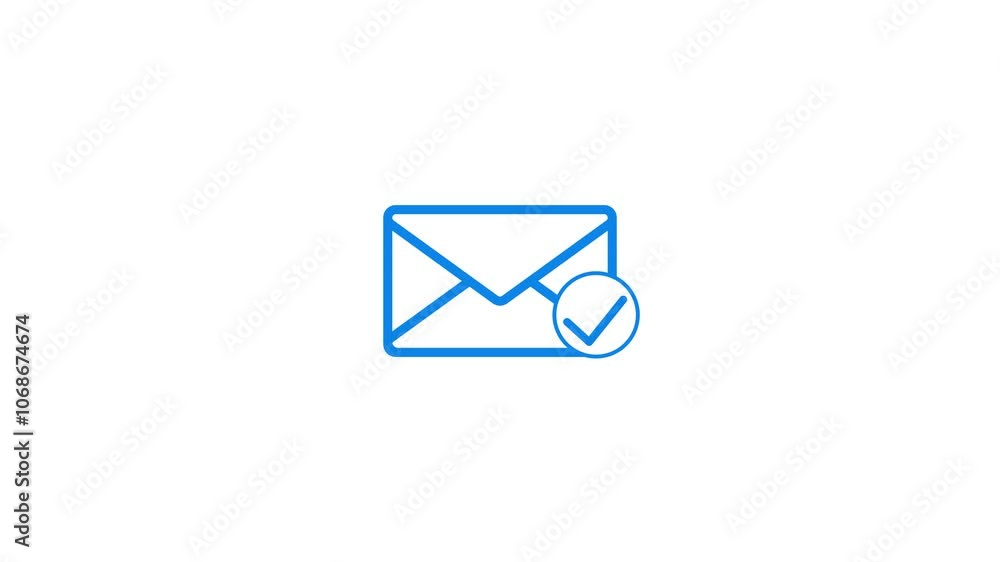 blue email box and check mark icon. Mail box with check mark. 4k ...