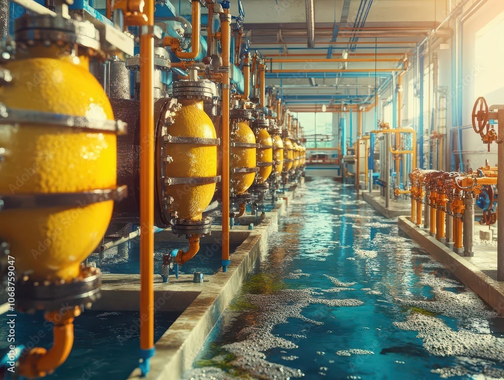 The energy of water harnessed in a modern desalination plant, providing ...