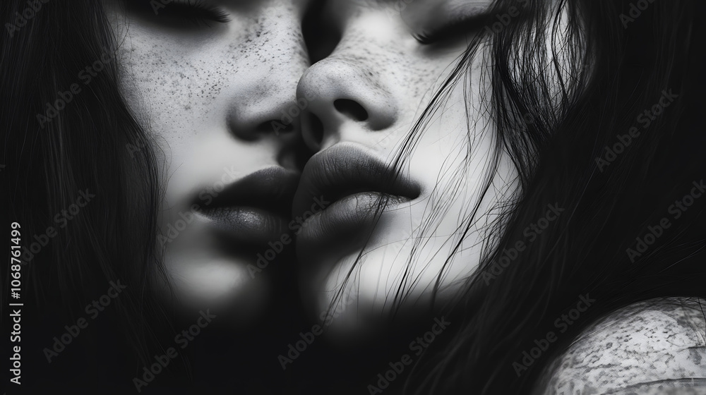 Two Identical Twins, a Boy and a Girl, Sitting on a Bench and Looking ...