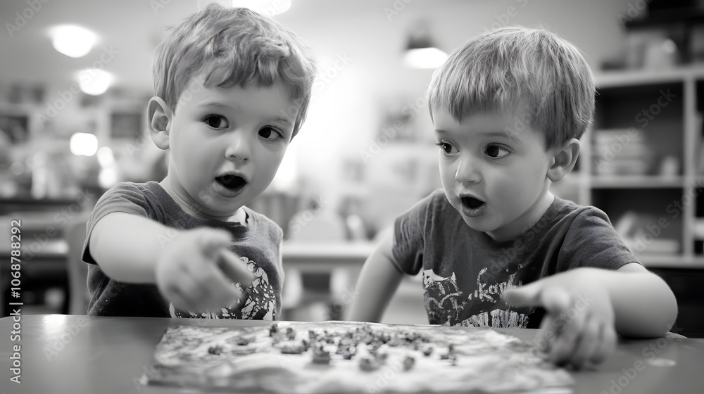 Two Identical Twins, a Boy and a Girl, Sitting on a Bench and Looking ...