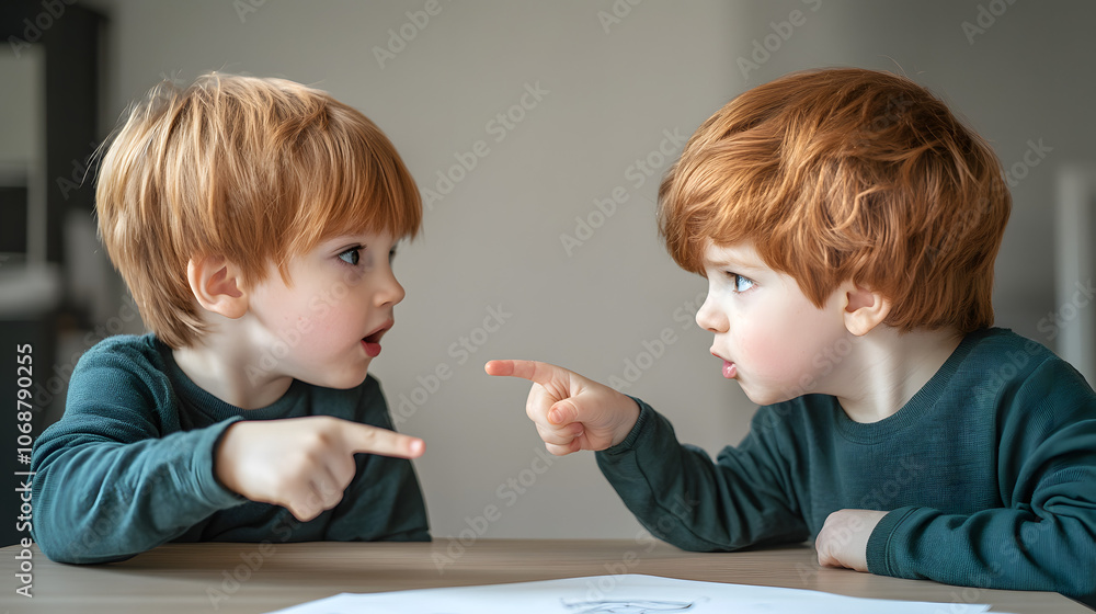 Two Identical Twins, a Boy and a Girl, Sitting on a Bench and Looking ...