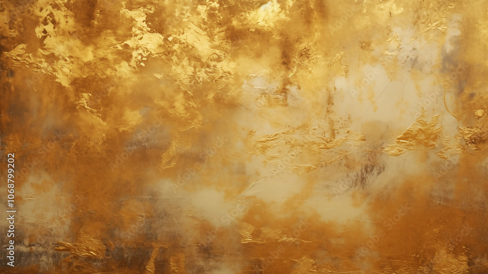 Gold foil texture with distressed finish. Golden background. Grunge ...