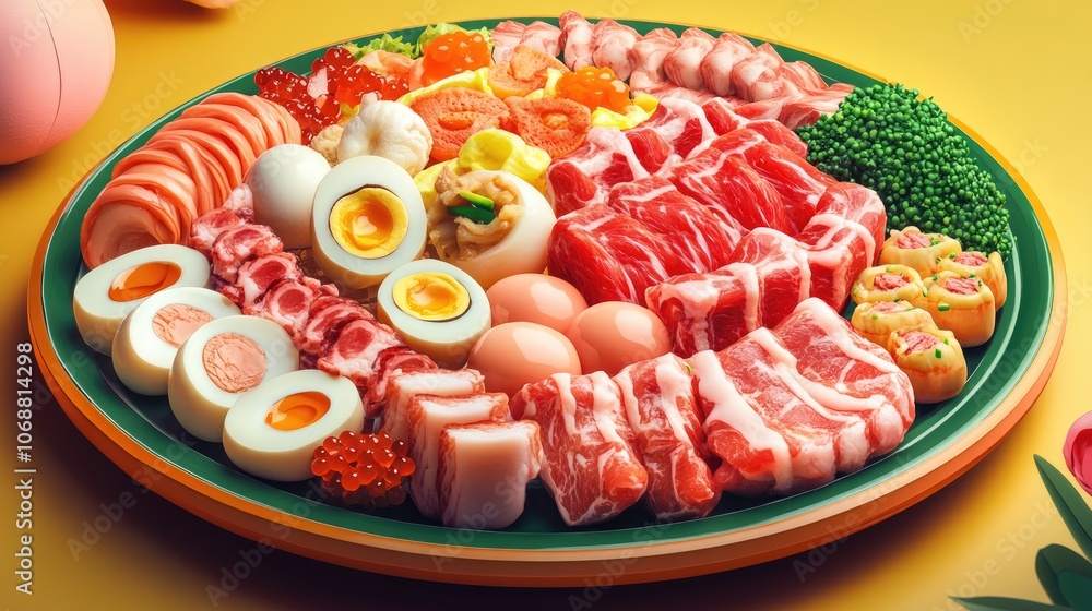 Assorted platter of famous cold cuts featuring barbecued pork soy ...