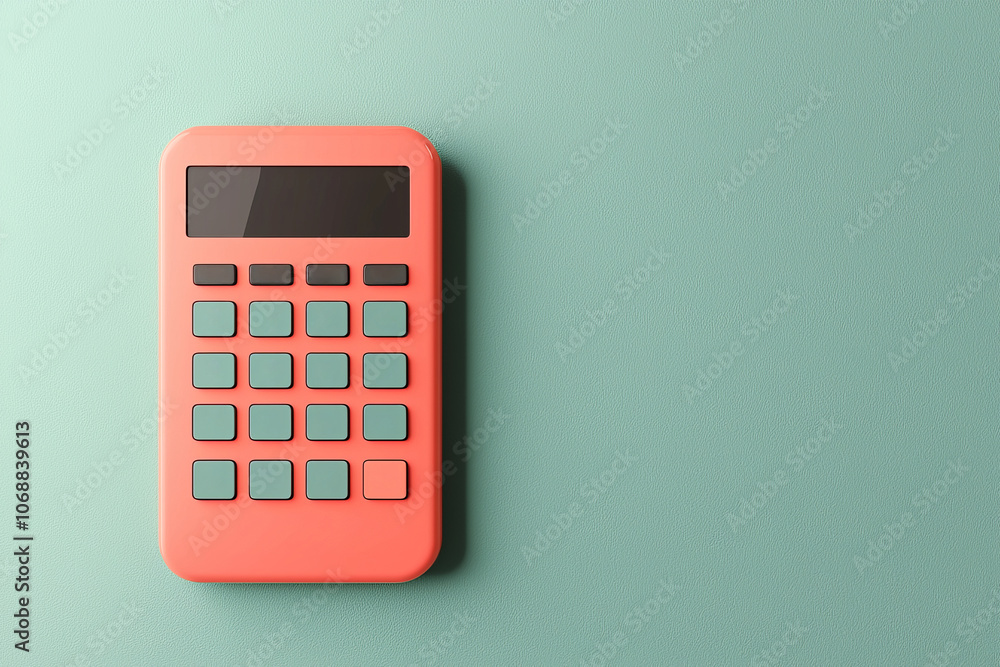 Calculate your dreams, Coral calculator on teal background. Financial ...