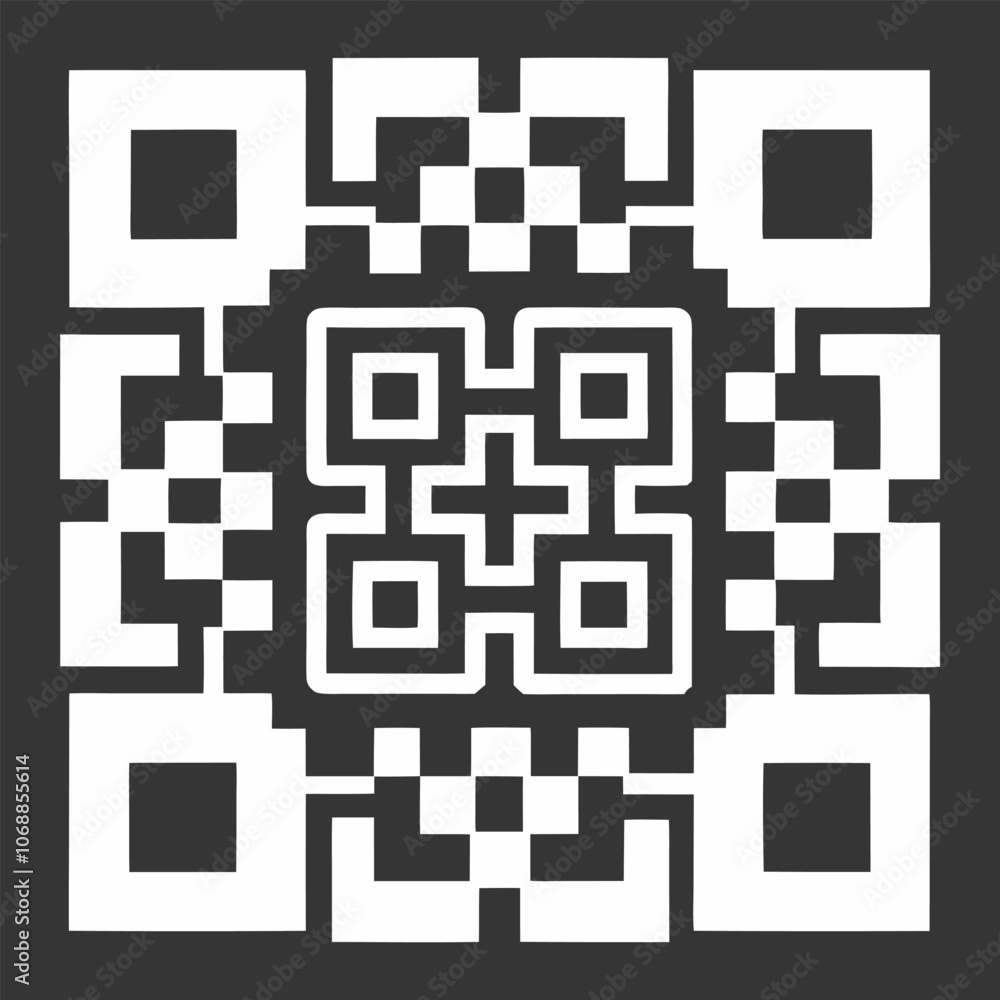 Detailed vector illustration of a digital sample QR code tag for smartphone and information ...
