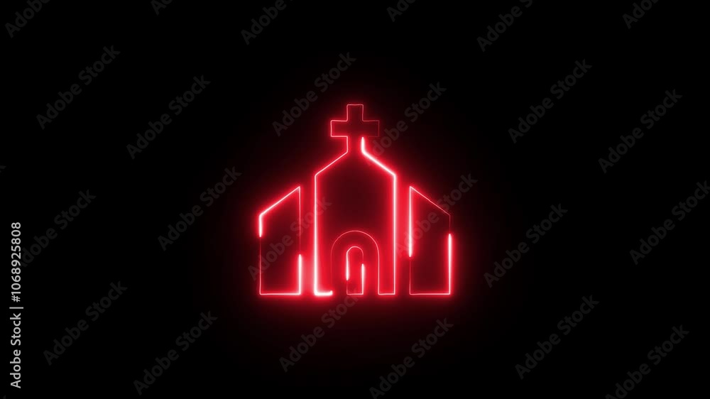 Church neon sign appear in center and disappear after some time ...