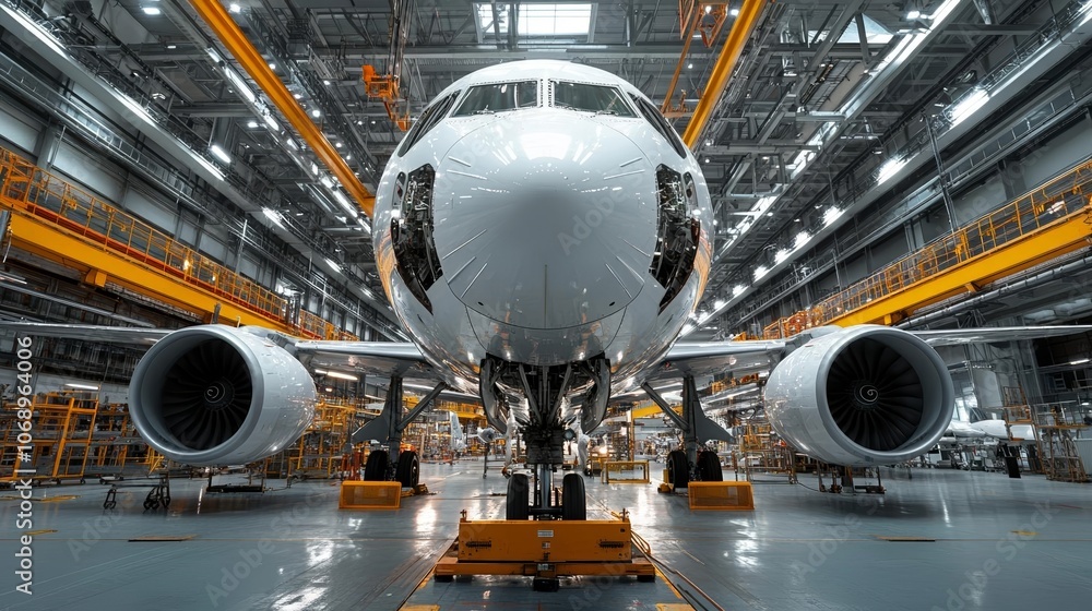 Industrial aircraft manufacturing facility, jet construction in ...