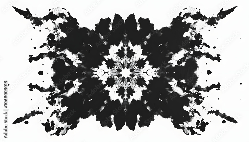 rorschach test, abstract monochrome inkblot, with white shades isolated ...
