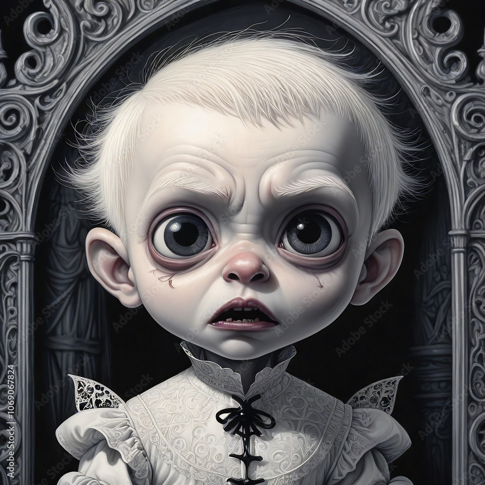 Chibi portrait, insanely detailed, fine pencil sketch, thin lines ...