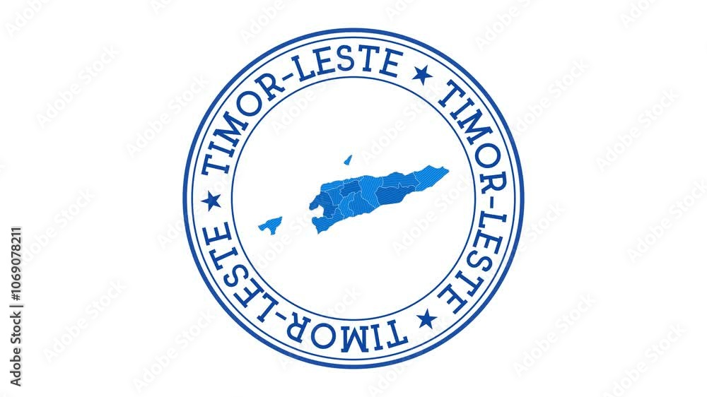 Timor-Leste intro. Badge with the circular name and map of the country ...