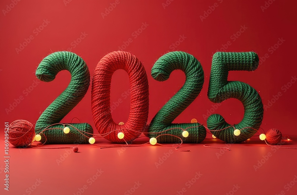 Number (digit) 2025 represents the happy year 2025 in a minimalistic ...