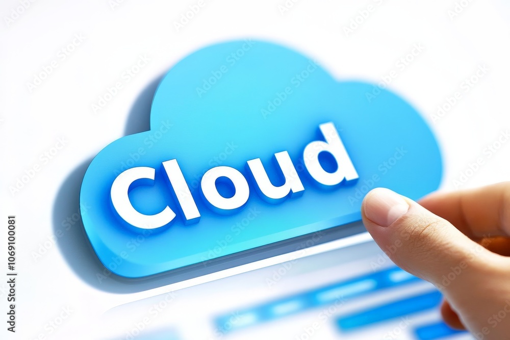 Blue cloud icon with high contrast on white background representing ...