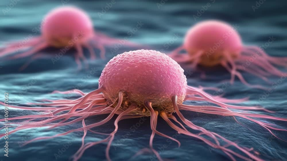 Cancer cells in the human body under the microscope. The concept of ...