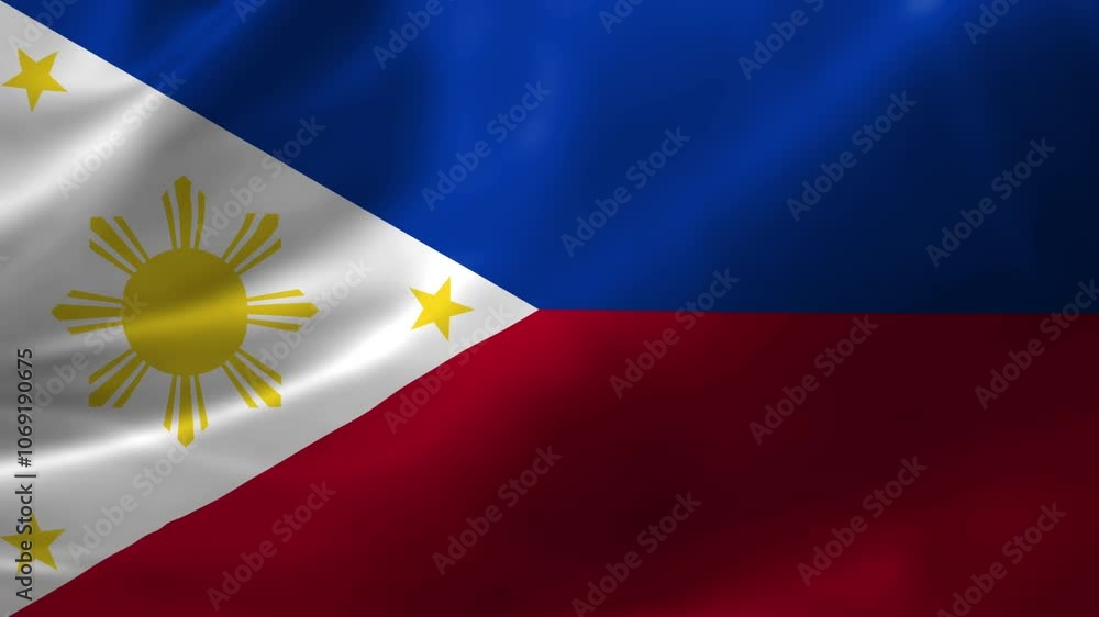 Dynamic 3D video of the Philippine flag waving smoothly from left to ...