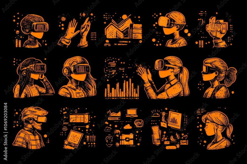 Illustrated VR characters in various poses symbolizing diversity in ...