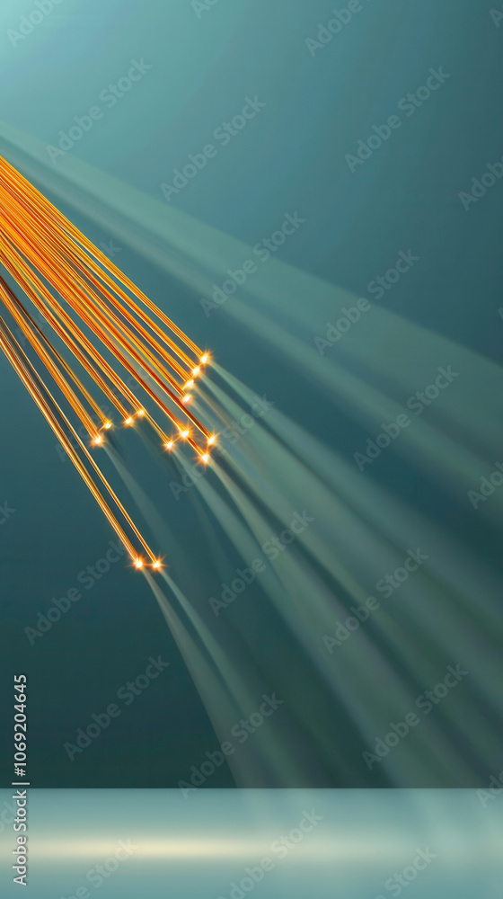 High speed broadband beams flowing through fiber optics create dynamic ...