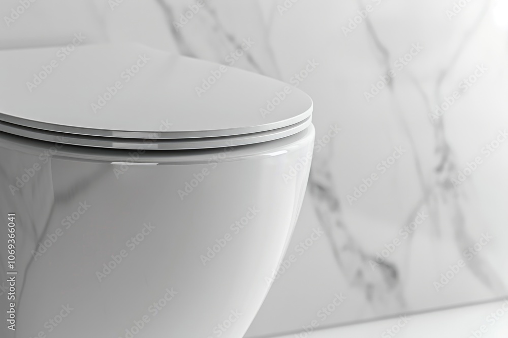 A close-up view of a toilet in a bathroom, suitable for use in interior ...