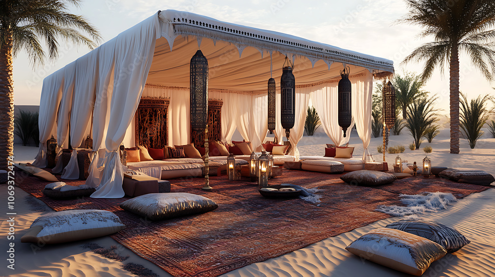 Arabian traditional tent showcasing Arab heritage fund in Saudi Arabia ...