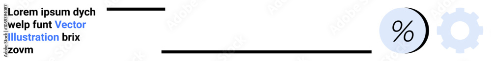 Text block, horizontal progress bar, percentage symbol in blue circle ...